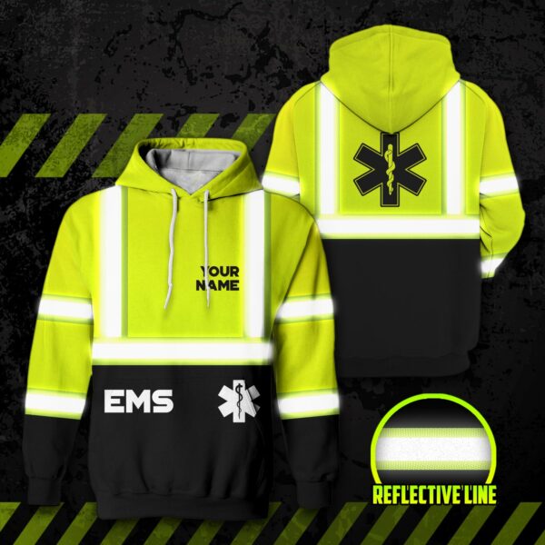 Hi Vis Hoodie Reflective EMS Custom Name Safety Workwear