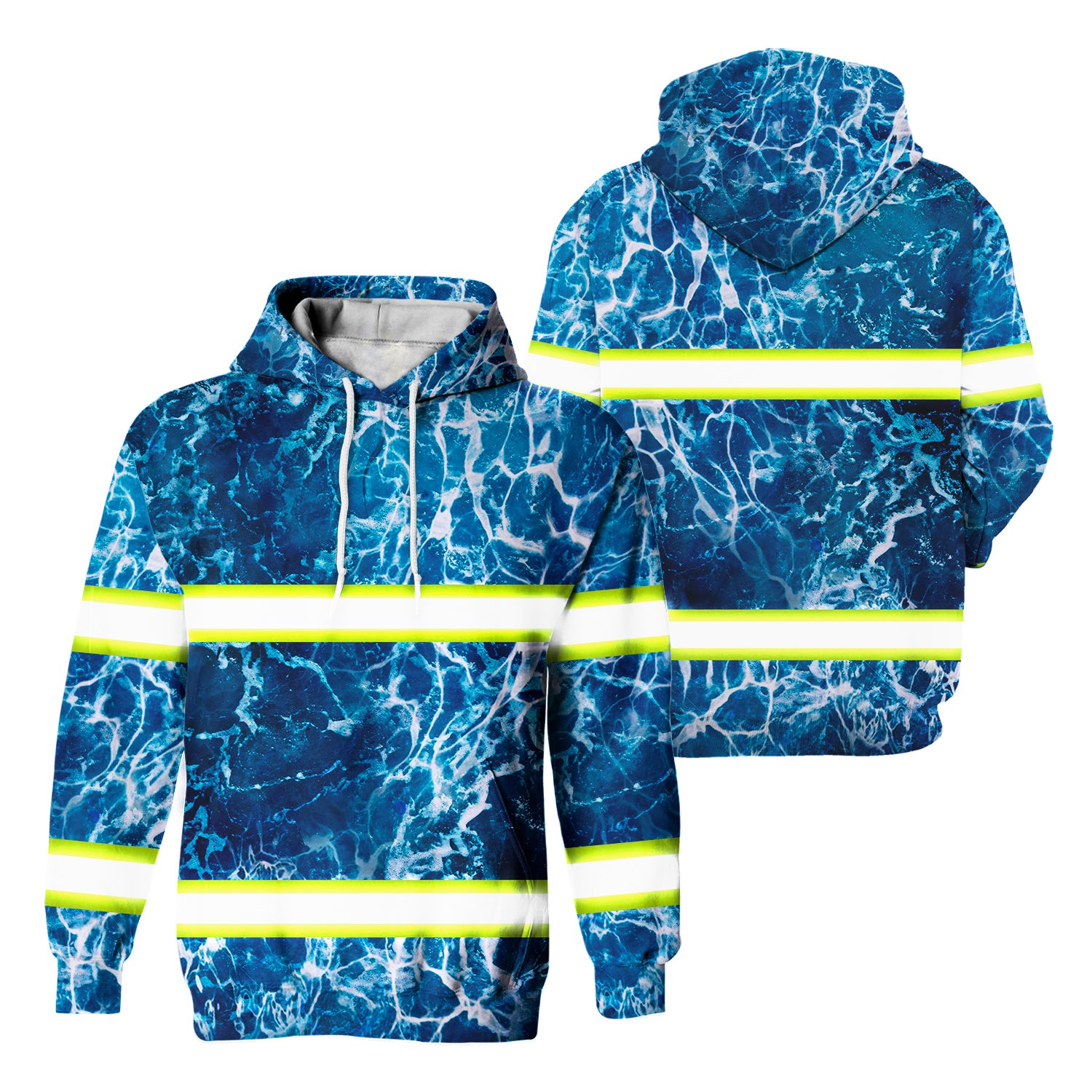 Hi Vis Hoodie Reflective Blue Sea Outdoor Safety