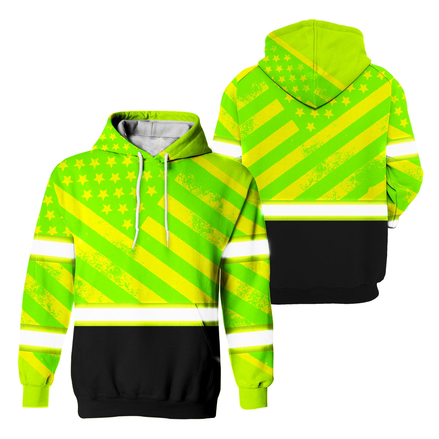 Hi Vis Hoodie Reflective Lime Neon Workwear Safety For Worker