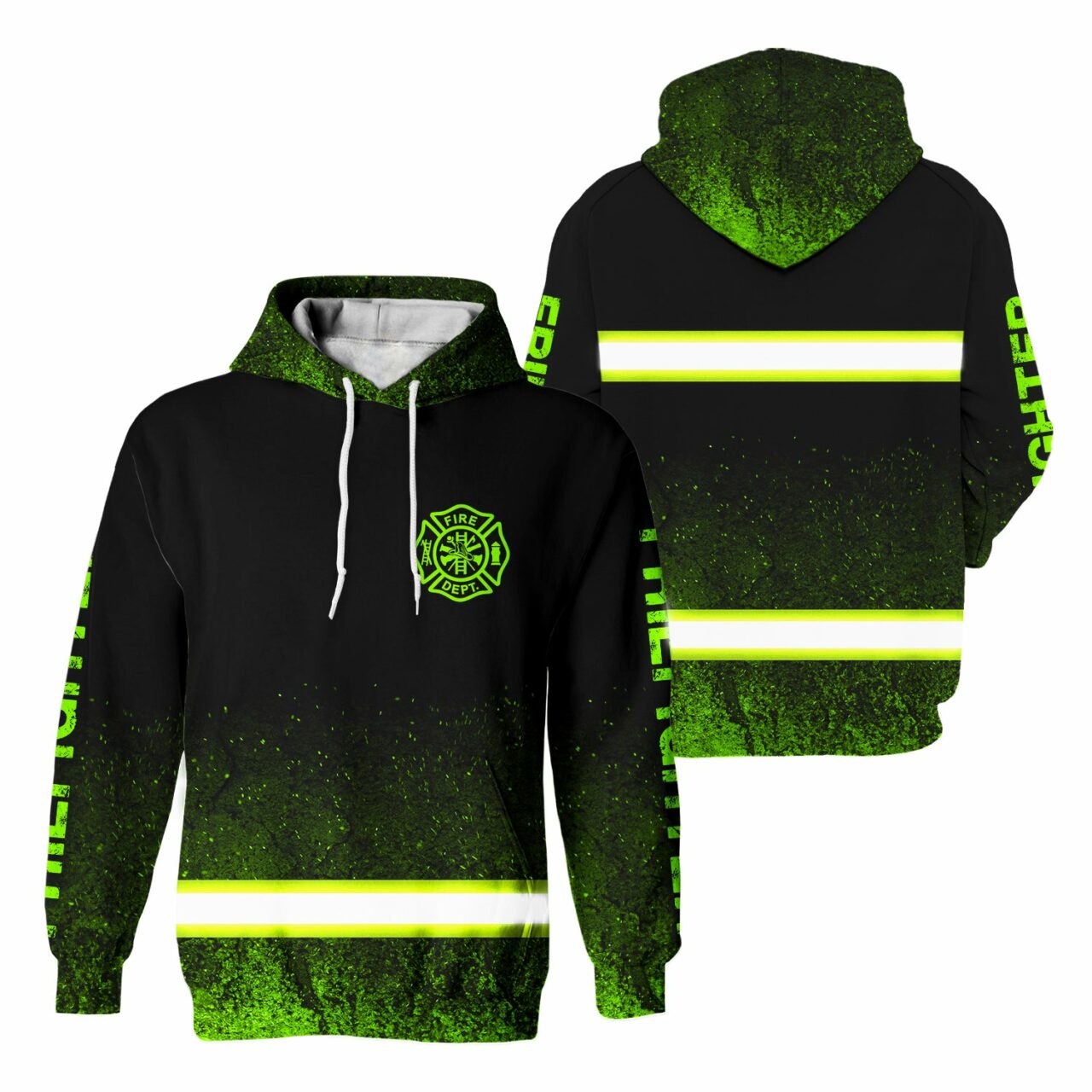 Hi Vis Hoodie Reflective Thin Green Line Firefighter Safety