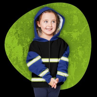 Hi Vis Kid Zip Hoodie Reflective Blue Custom Name Safety Workwear – Hi ...