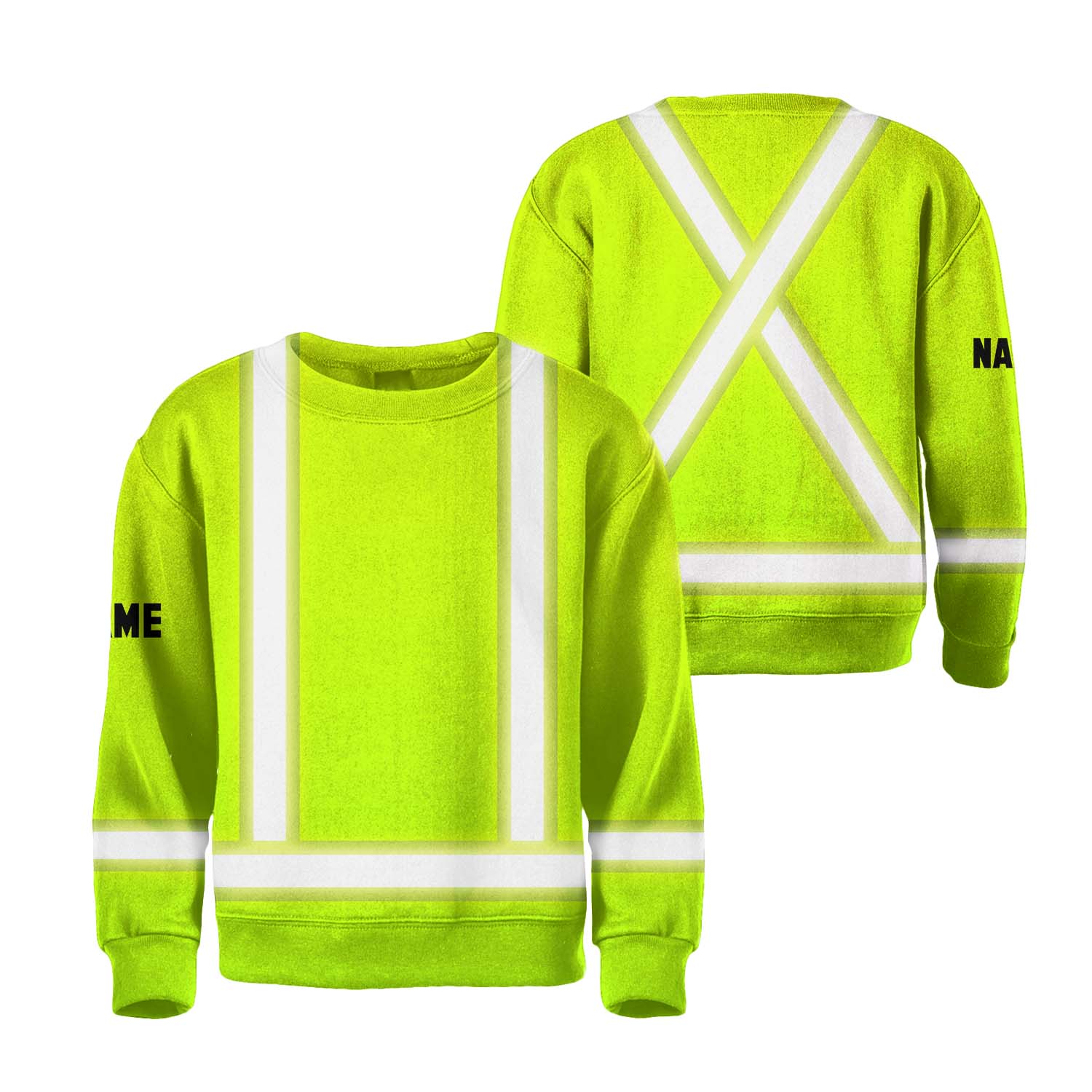 Hi Vis Kids Long Sleeves Reflective Basic Cross Custom Name Safety Workwear