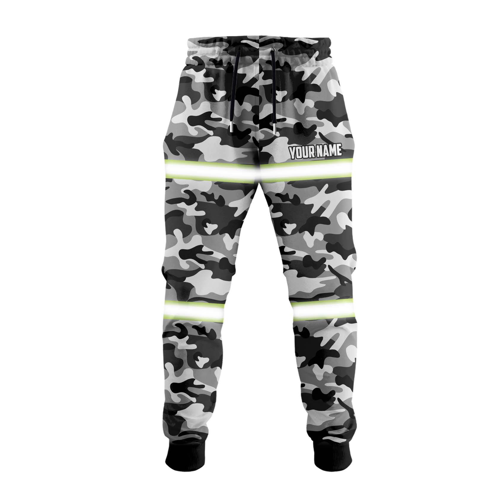 Hi Vis Reflective Camo Custom Name Sweatpants Safety Workwear