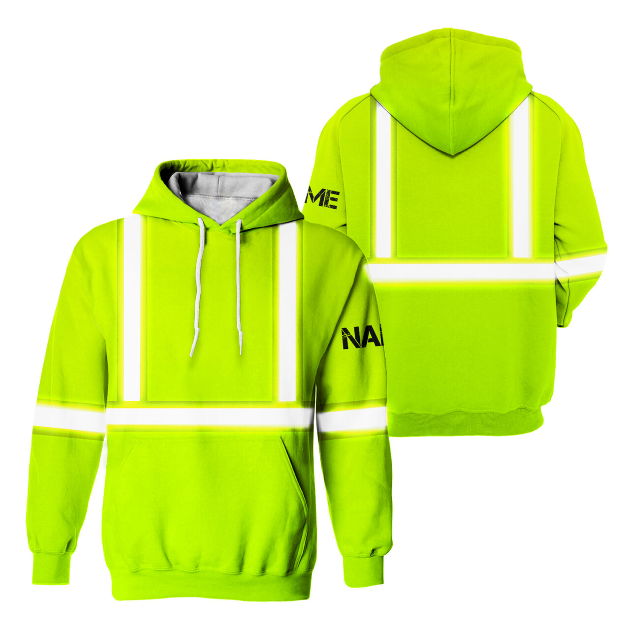Hi Vis Reflective Cross Custom Name Hoodie Safety Workwear