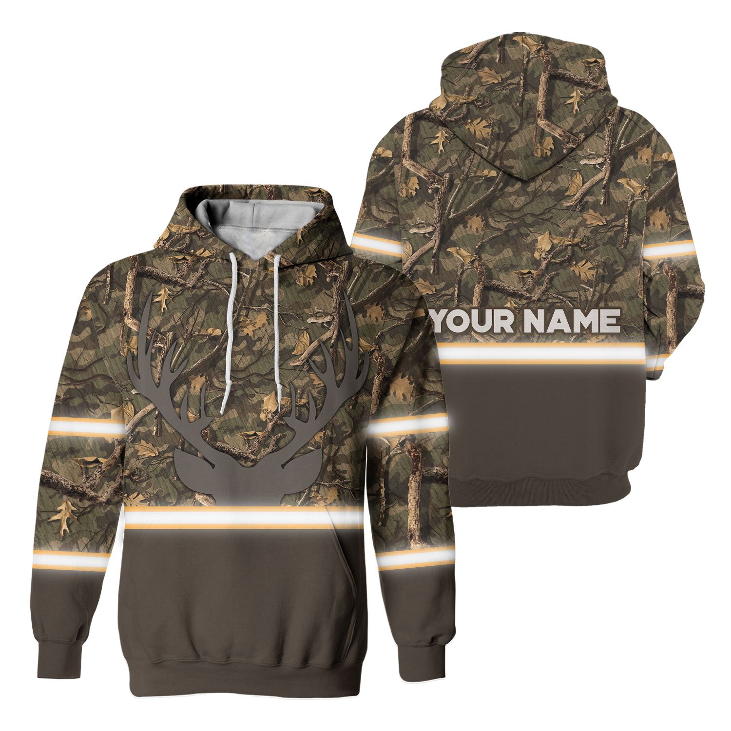 Hi Vis Reflective Hunting Camo Custom Name Hoodie Safety Workwear