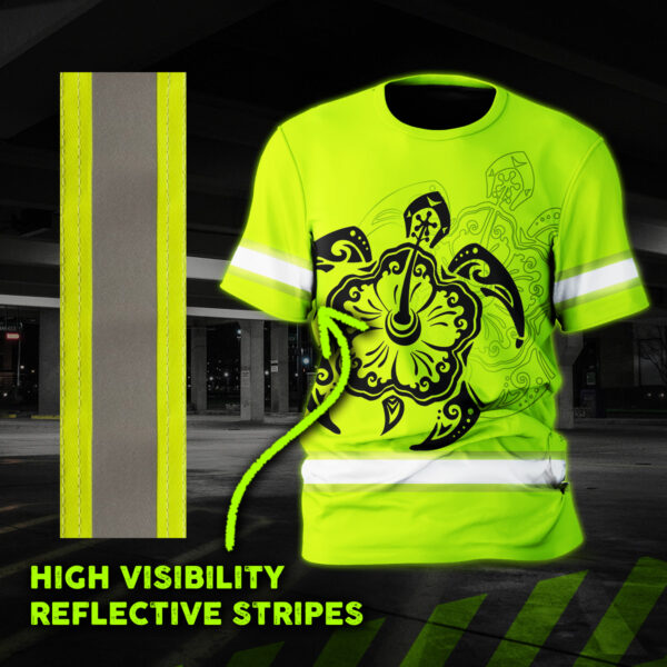 Hi Vis Shirt Reflective Tapes Sea Turtle Hawaiian Flower Custom Name ...