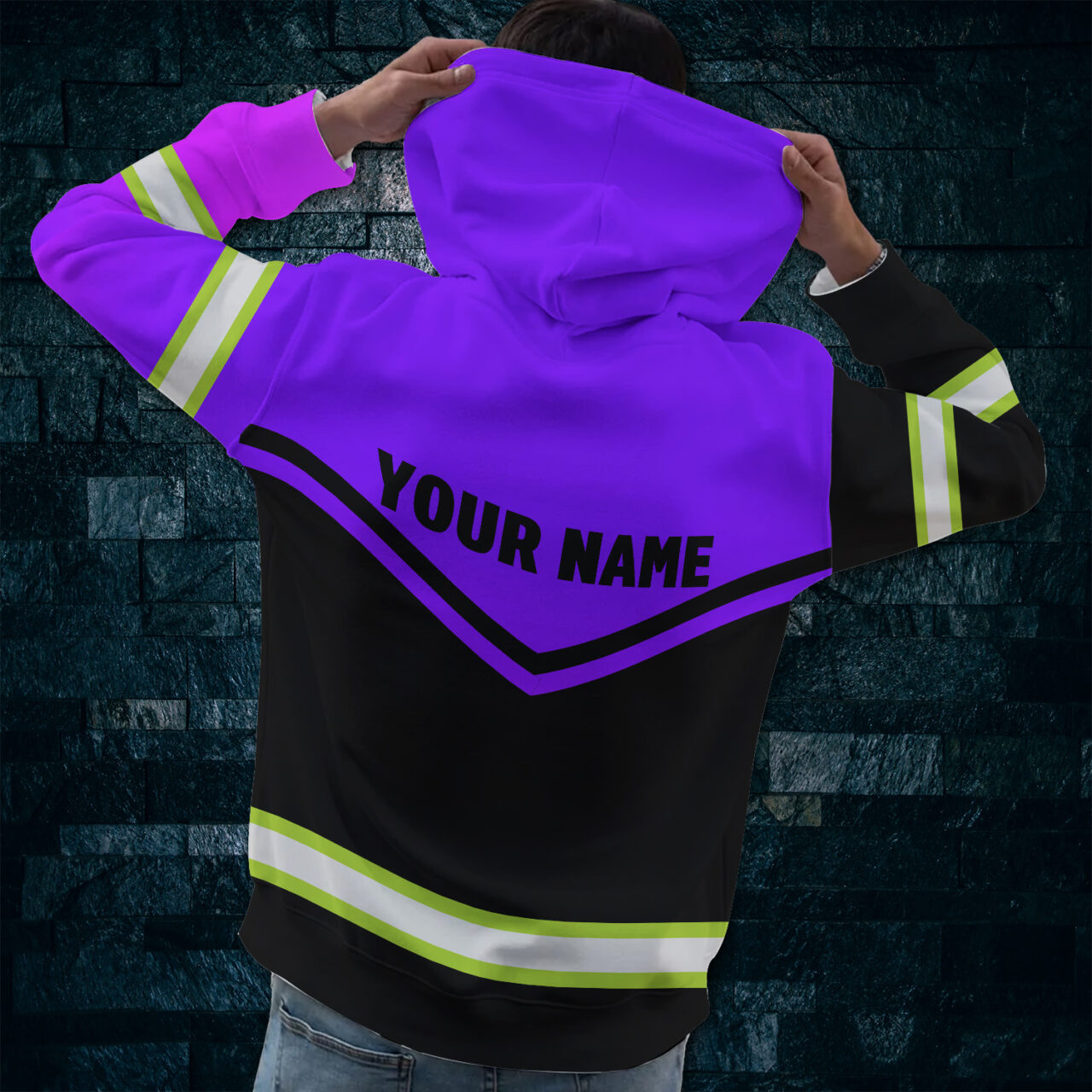 Custom Company Logo Reflective Hi Vis Hoodies - Violet Neon Safety Workwear
