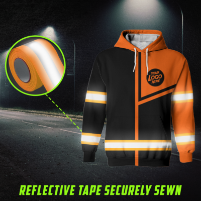 Custom Company Logo Reflective Hi Vis Hoodies - Orange Neon Safety Workwear