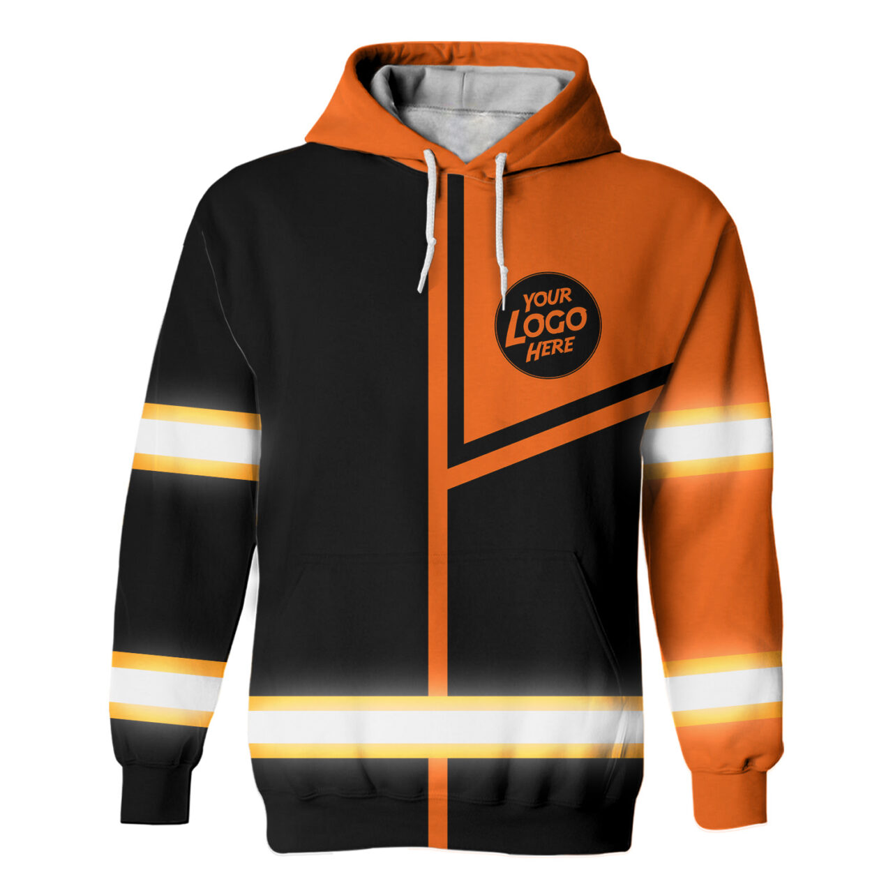 Custom Company Logo Reflective Hi Vis Hoodies - Orange Neon Safety Workwear