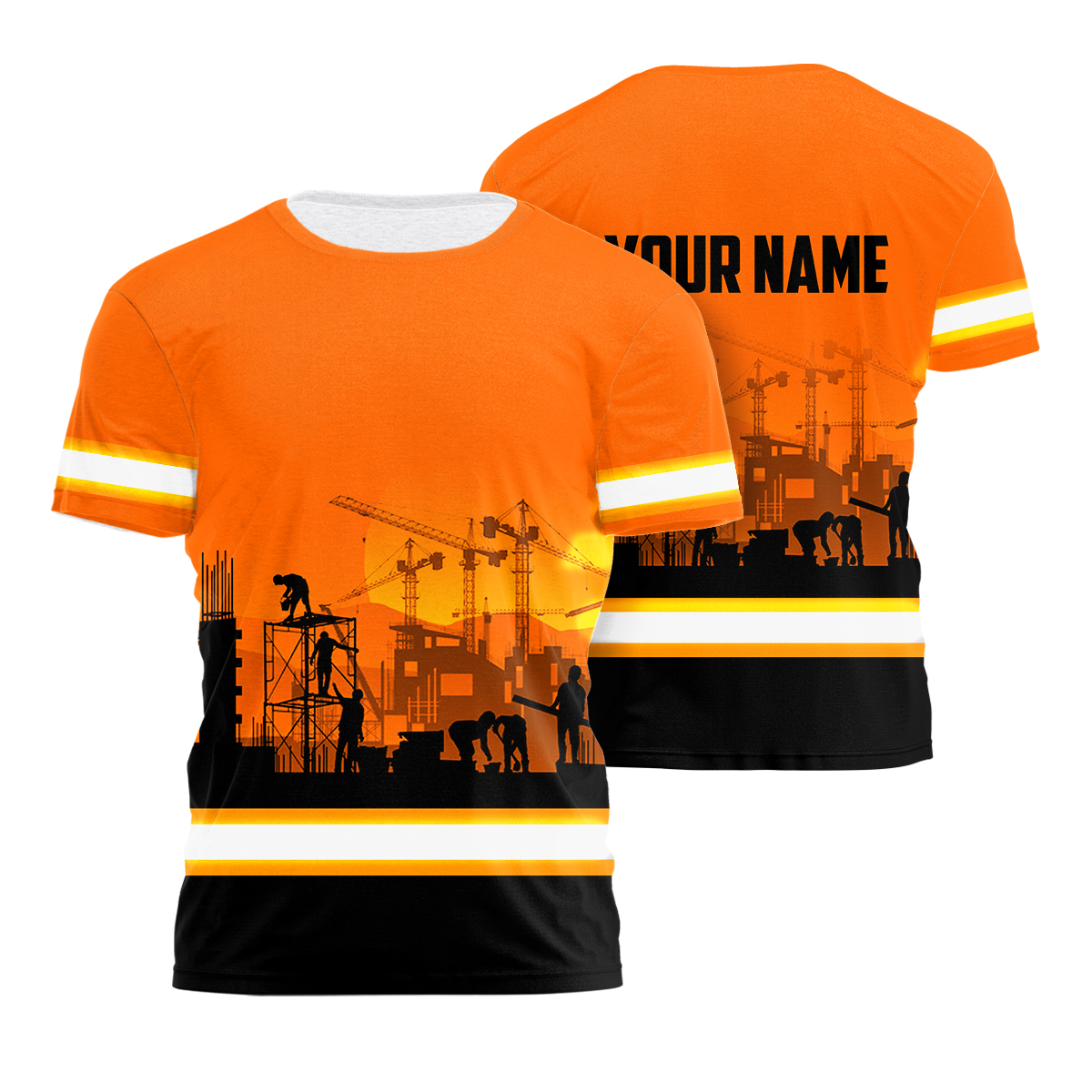 Hi Vis Shirt Reflective Tapes Orange Ironworker Custom Name Safety ...