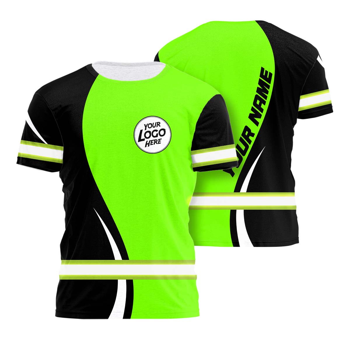 Hi Vis Shirt Reflective Tapes Green Neon Black Uniform Custom Name And ...
