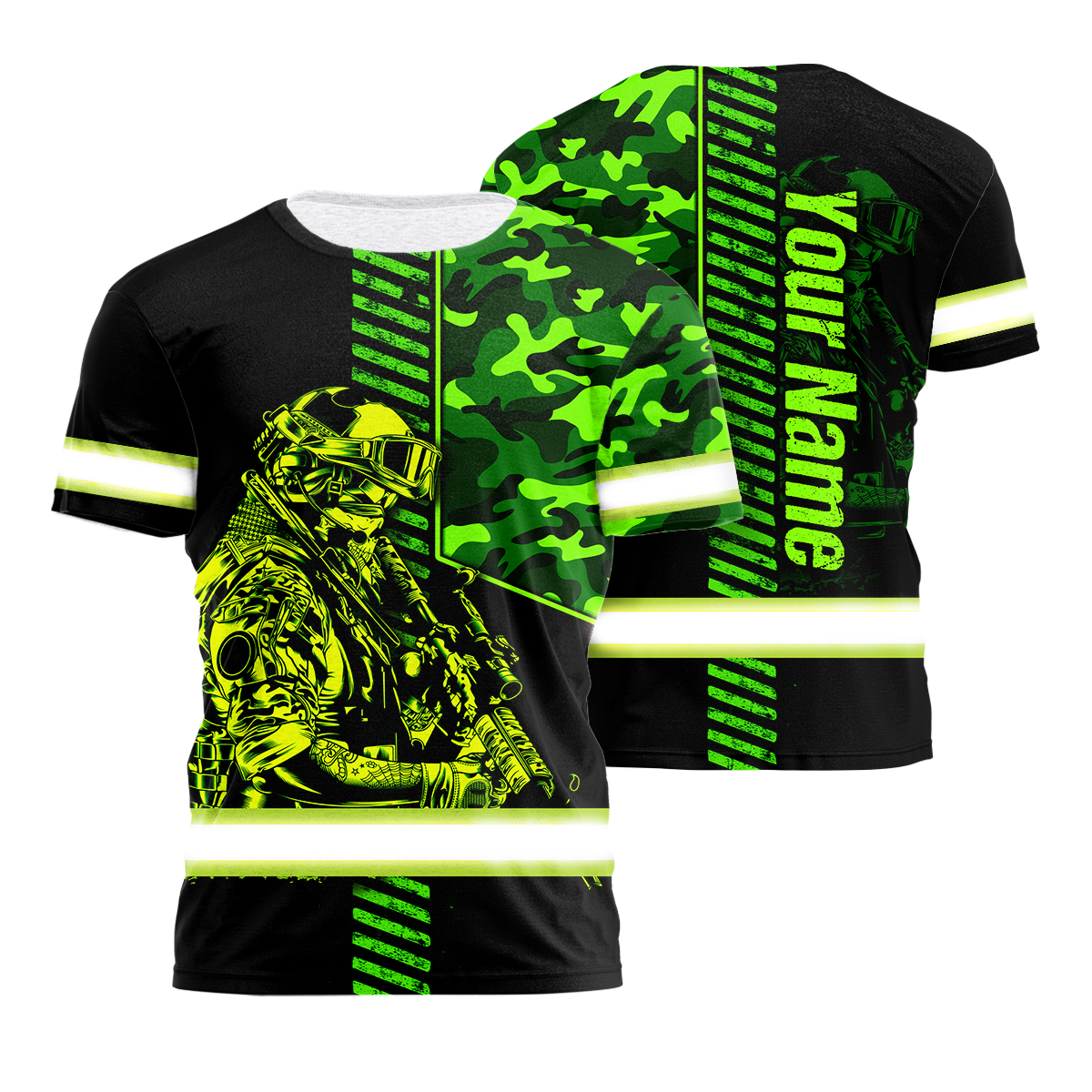HI-MILI Hi Vis Shirt Reflective Tapes Green Neon Camo Neon Military ...
