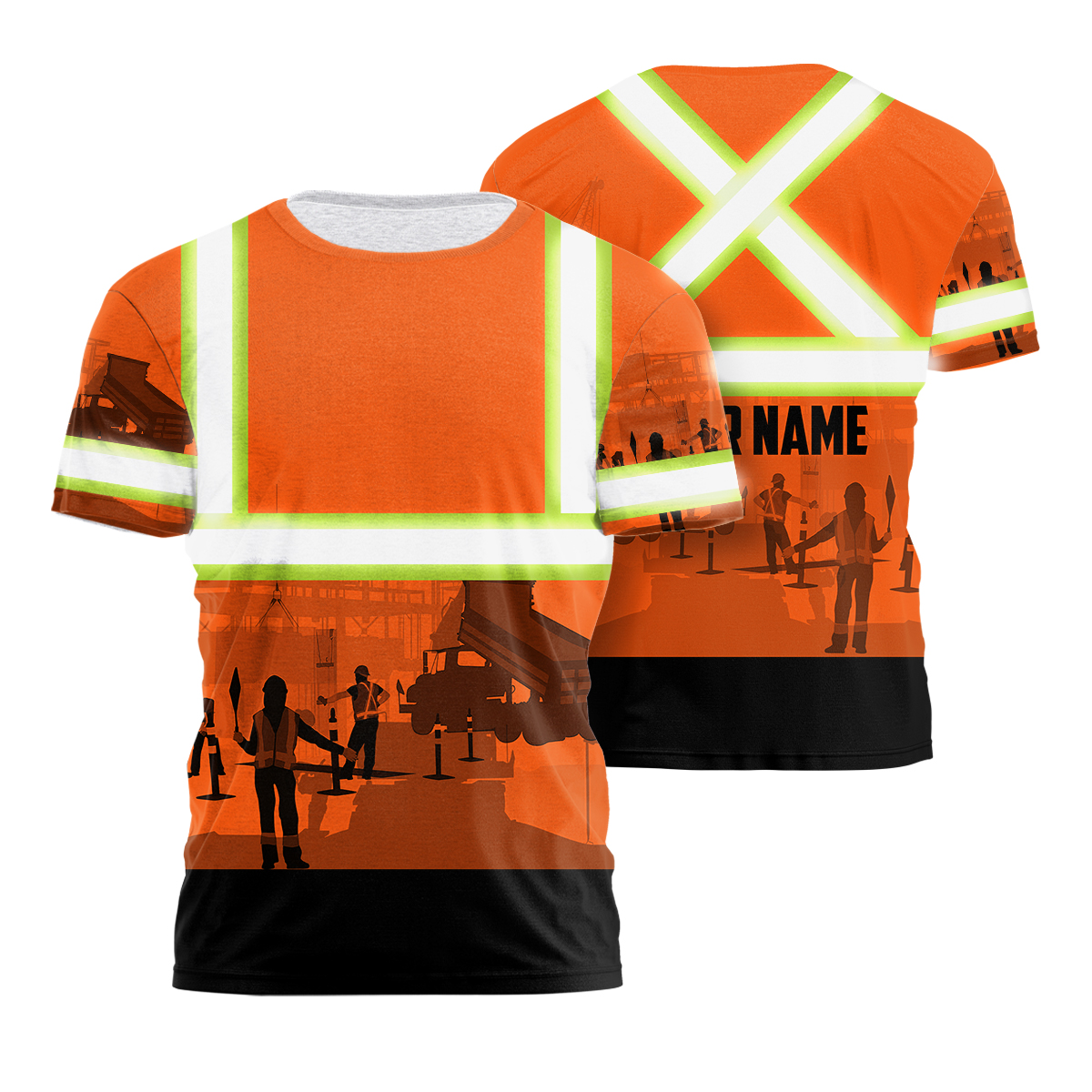 Hi Vis Shirt Reflective Female Flagger Worker Tshirt Custom Name Safety ...