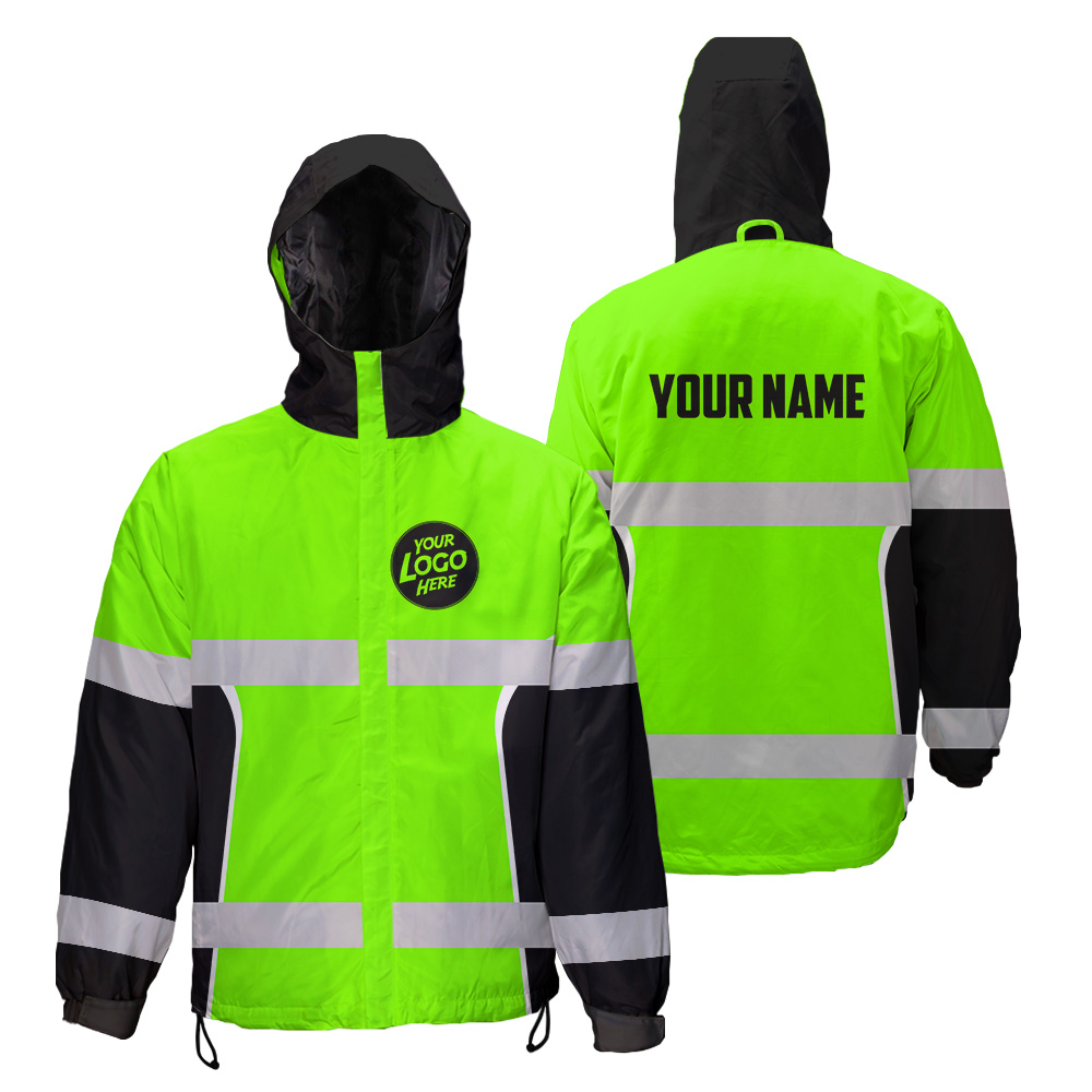 Hi Vis Jacket Waterproof And Windproof Uniform Reflective Green Neon ...