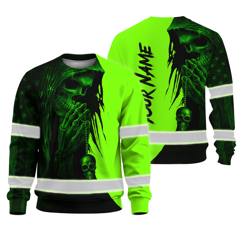 Hi Vis Long Sleeve Shirt Reflective Tapes Skull