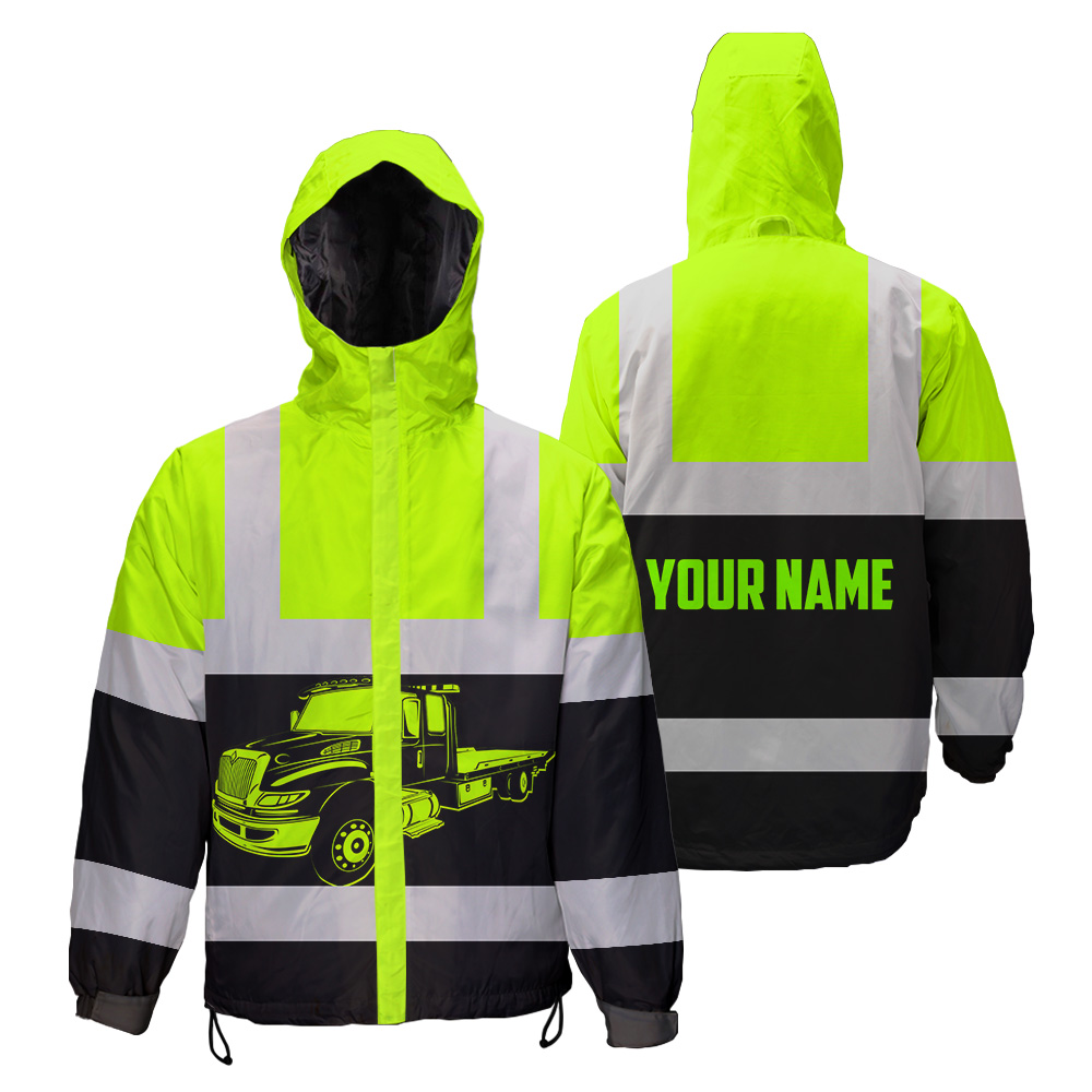 Hi Vis Jacket Waterproof And Windproof Reflective Tapes Lime Tow Truck ...