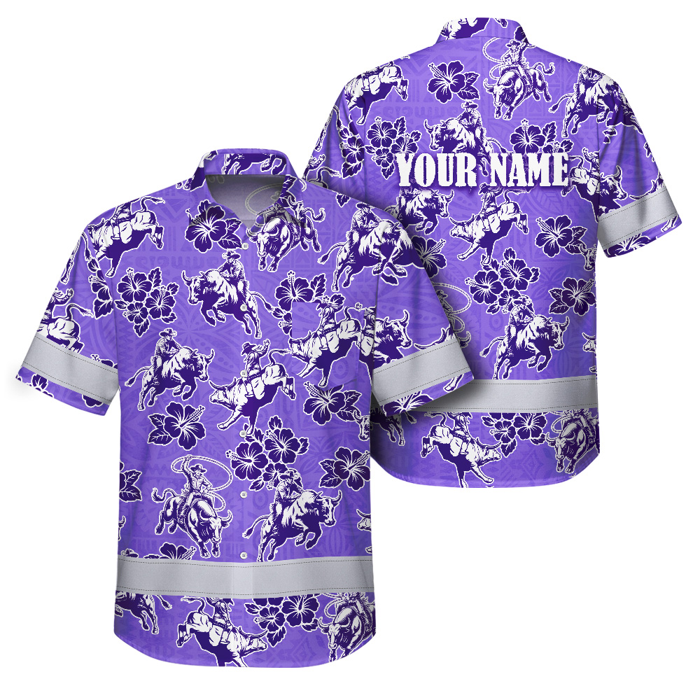 Hi Vis Hawaiian Shirt Reflective Tapes Violet Neon Cowboy Custom Name ...
