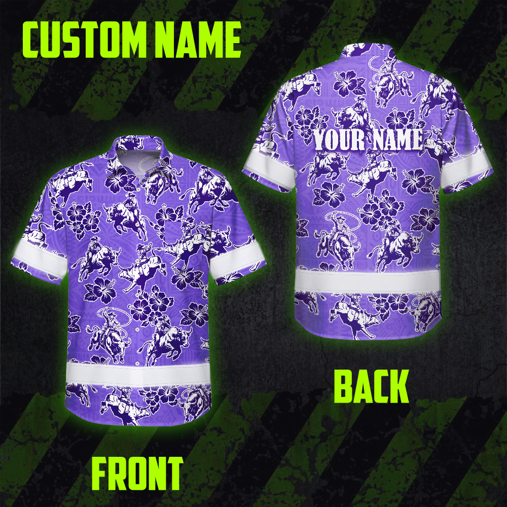 Hi Vis Hawaiian Shirt Reflective Tapes Violet Neon Cowboy Custom Name ...