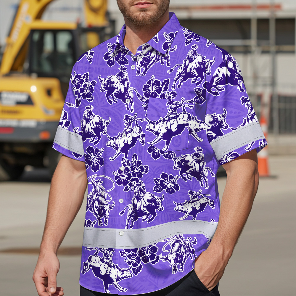 Hi Vis Hawaiian Shirt Reflective Tapes Violet Neon Cowboy Custom Name ...