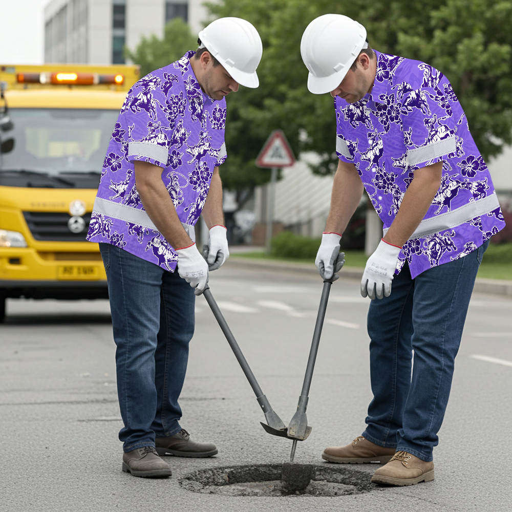 Hi Vis Hawaiian Shirt Reflective Tapes Violet Neon Cowboy Custom Name ...